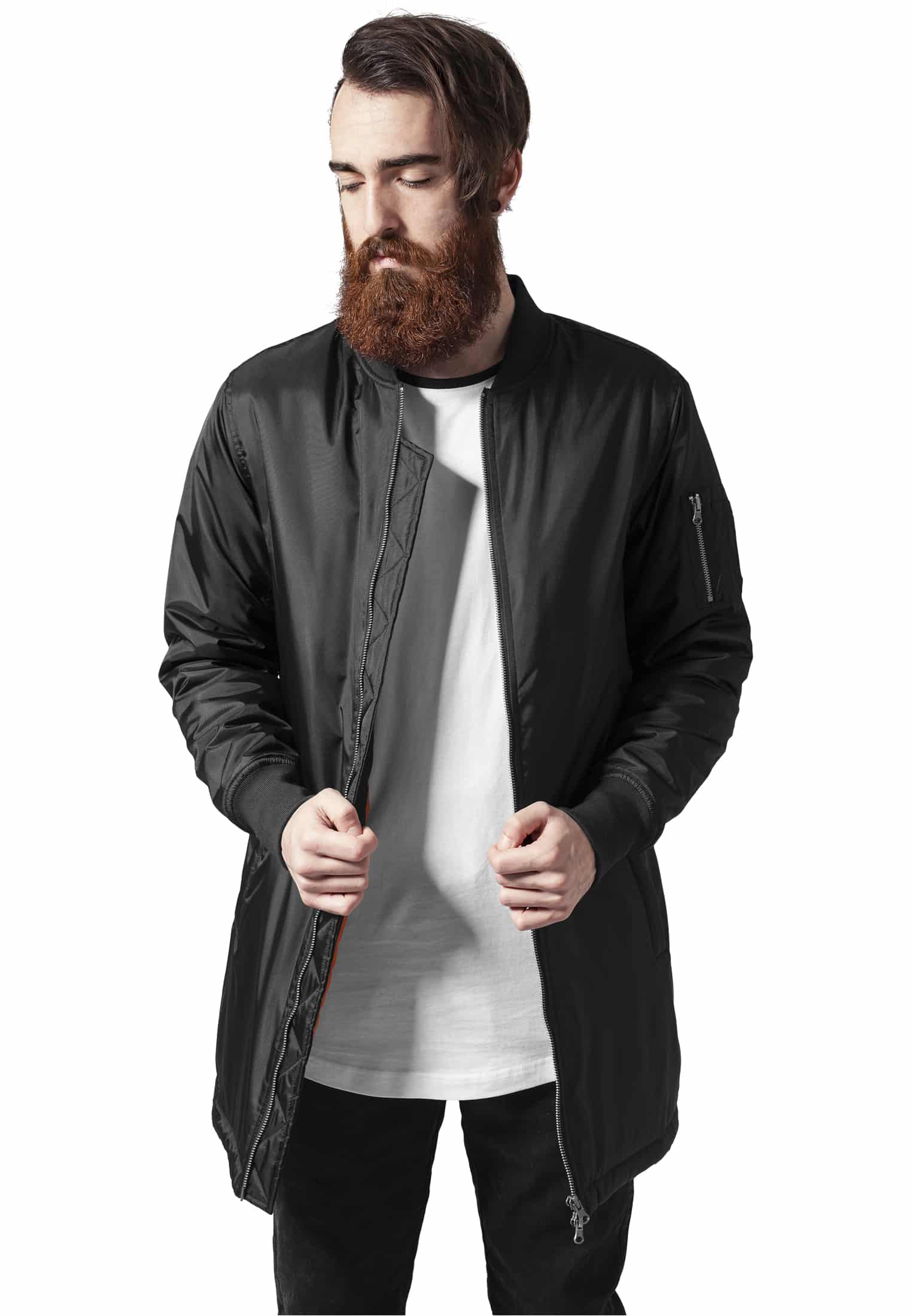 Urban Classics Long Bomber Black - Bomber Jackets