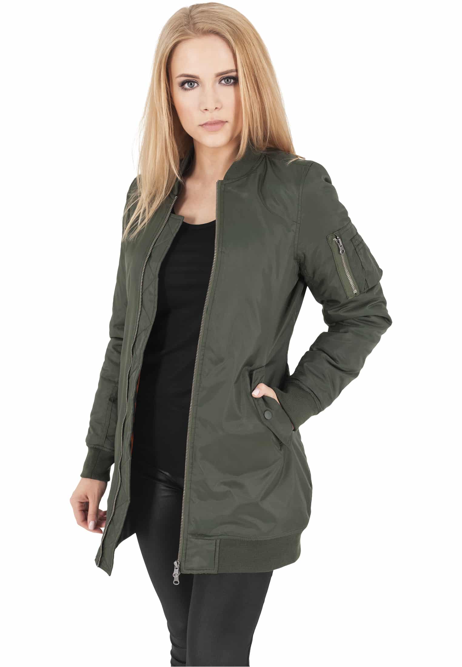 Urban Classics Long Bomber Olive Women - Bomber Jackets